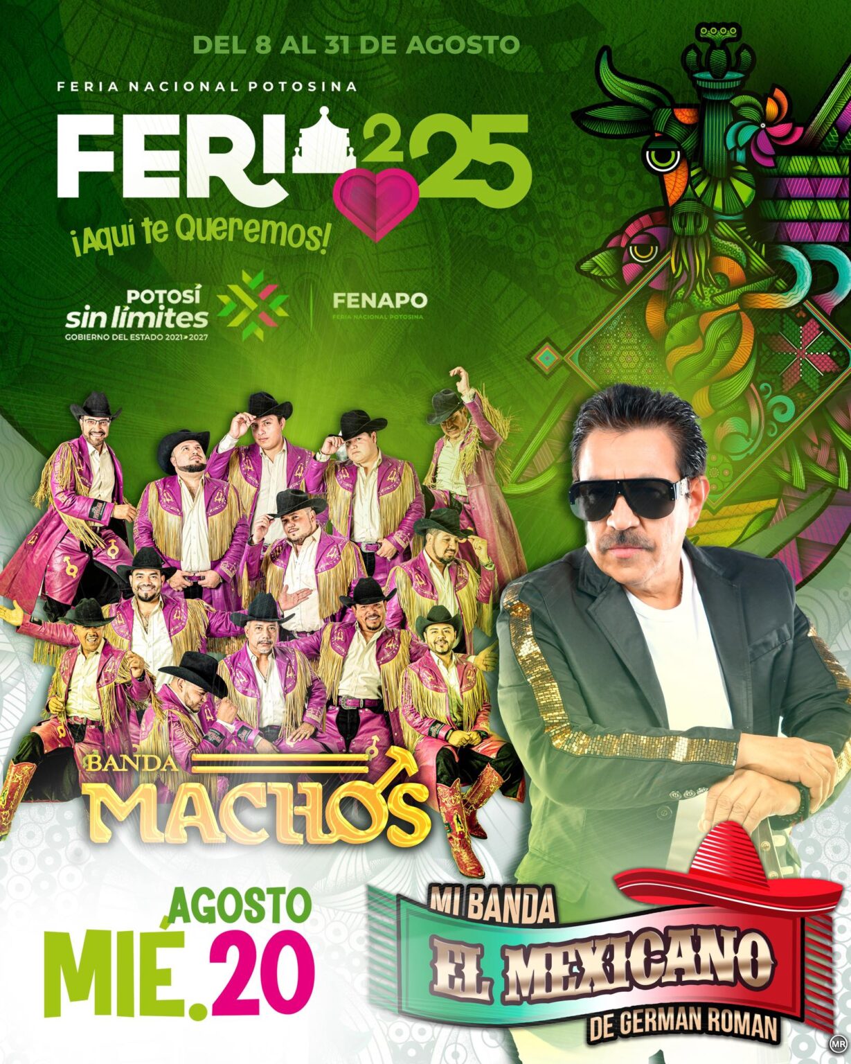Mi Banda El Mexicano y Banda Machos en la FENAPO 2025 el 20 de agosto ...